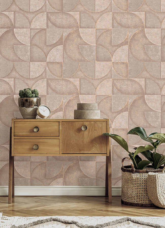 Addison Blush Retro Geo Wallpaper – Deco Accents